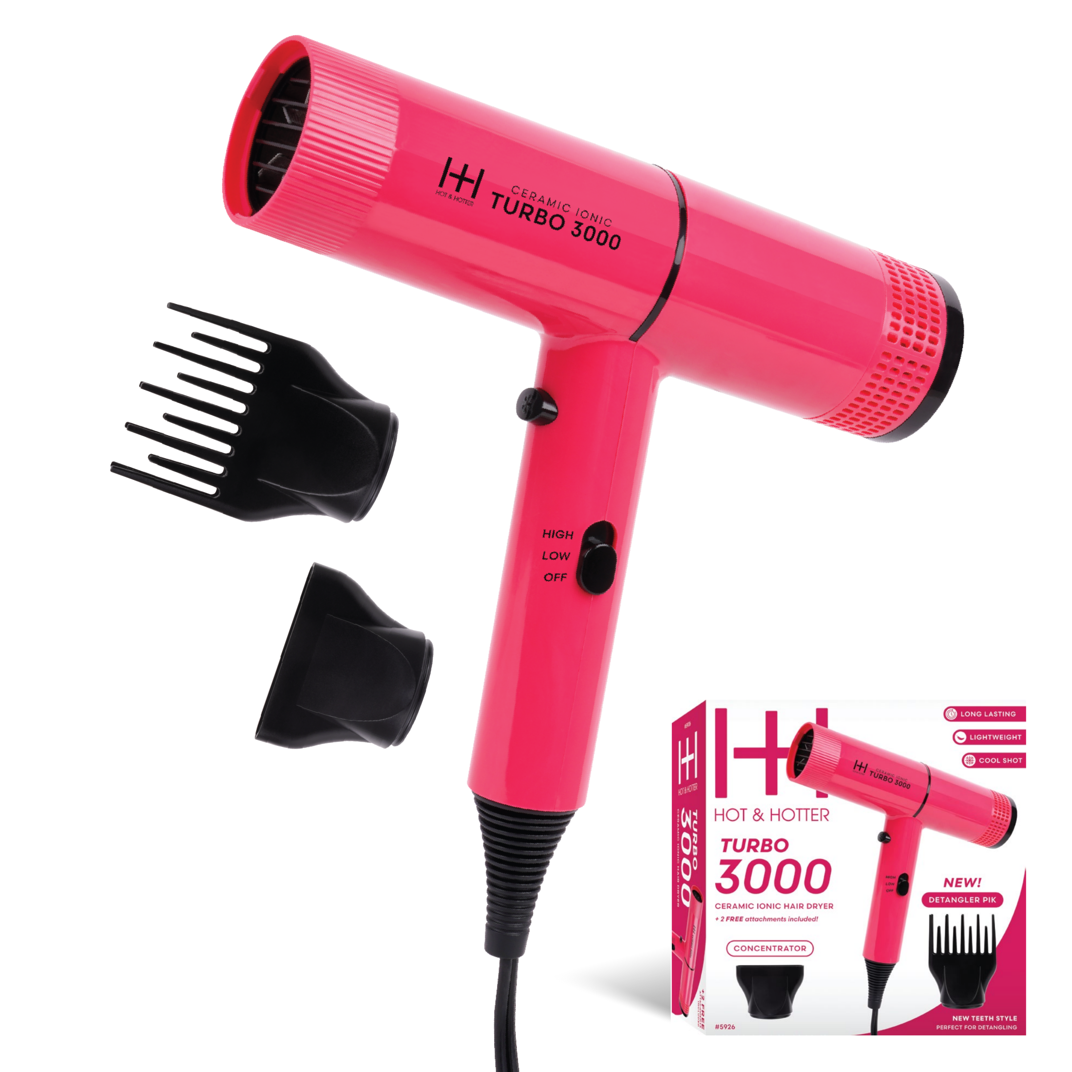 Hot & Hotter Ceramic Turbo 3000 Hair Dryer | Loc & Lovely Beauty Supply