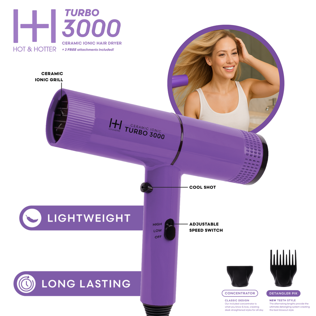Hot & Hotter Ceramic Turbo 3000 Hair Dryer | Loc & Lovely Beauty Supply