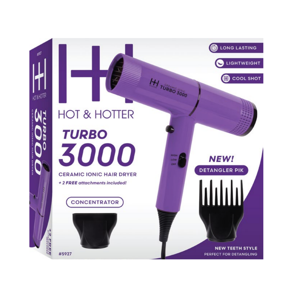 Hot & Hotter Ceramic Turbo 3000 Hair Dryer | Loc & Lovely Beauty Supply